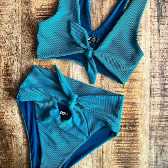 Beach Riot | Swim | Beach Riot Blue Bikini With Knot Details | Poshmark